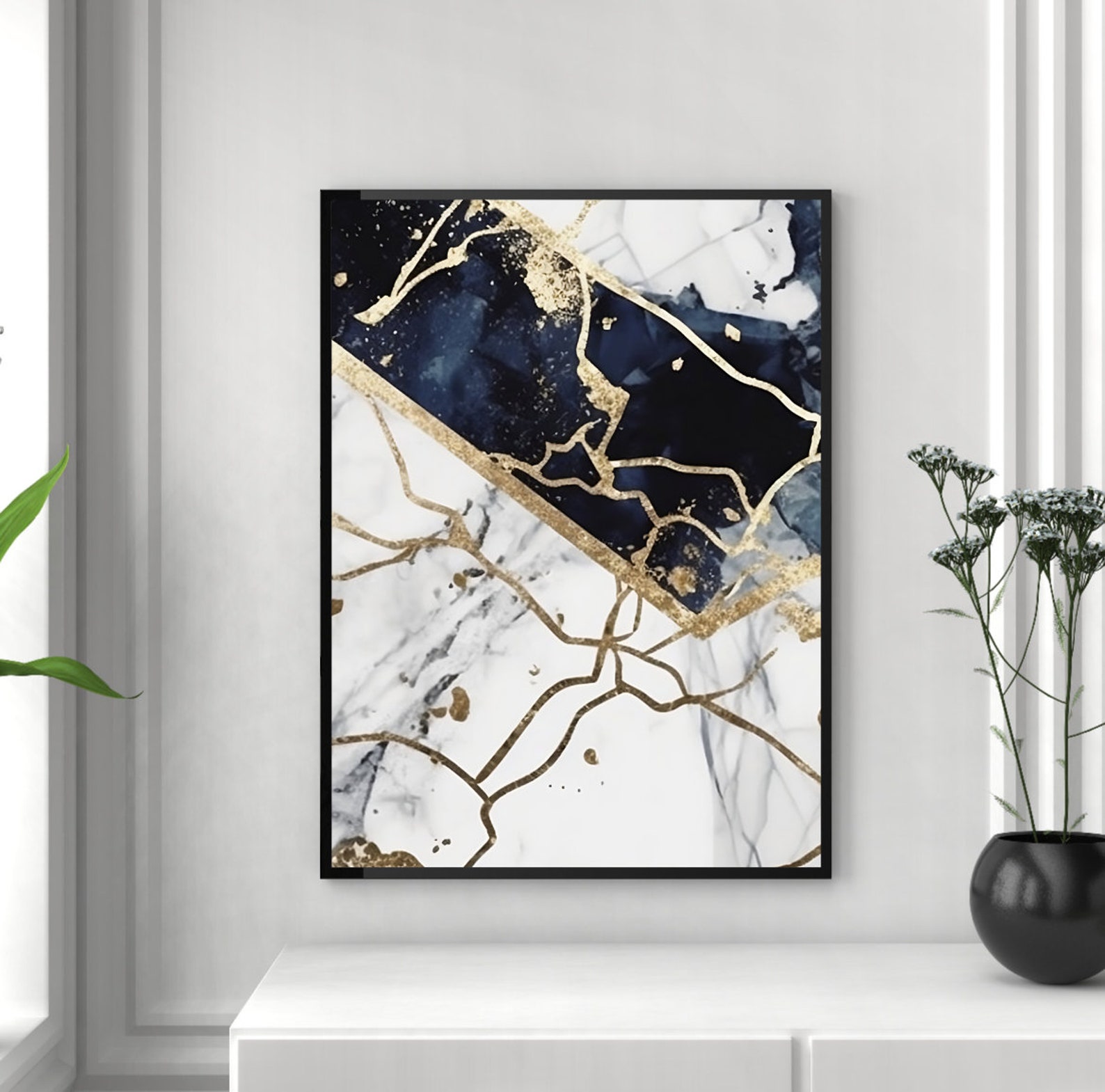 Set of 3 White and Gold Marble Prints, Marble Wall Art, Marble Abstract ...