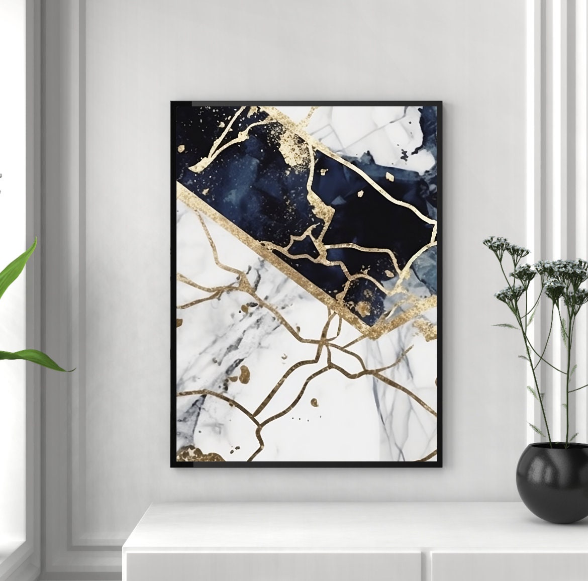 Set of 3 White and Gold Marble Prints, Marble Wall Art, Marble Abstract ...
