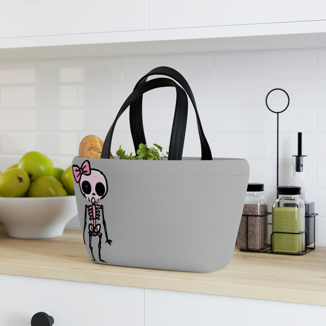 Lunchtas Chibi Skeleton Design Grijze Tas Voor Lunchtas Met Platte ...