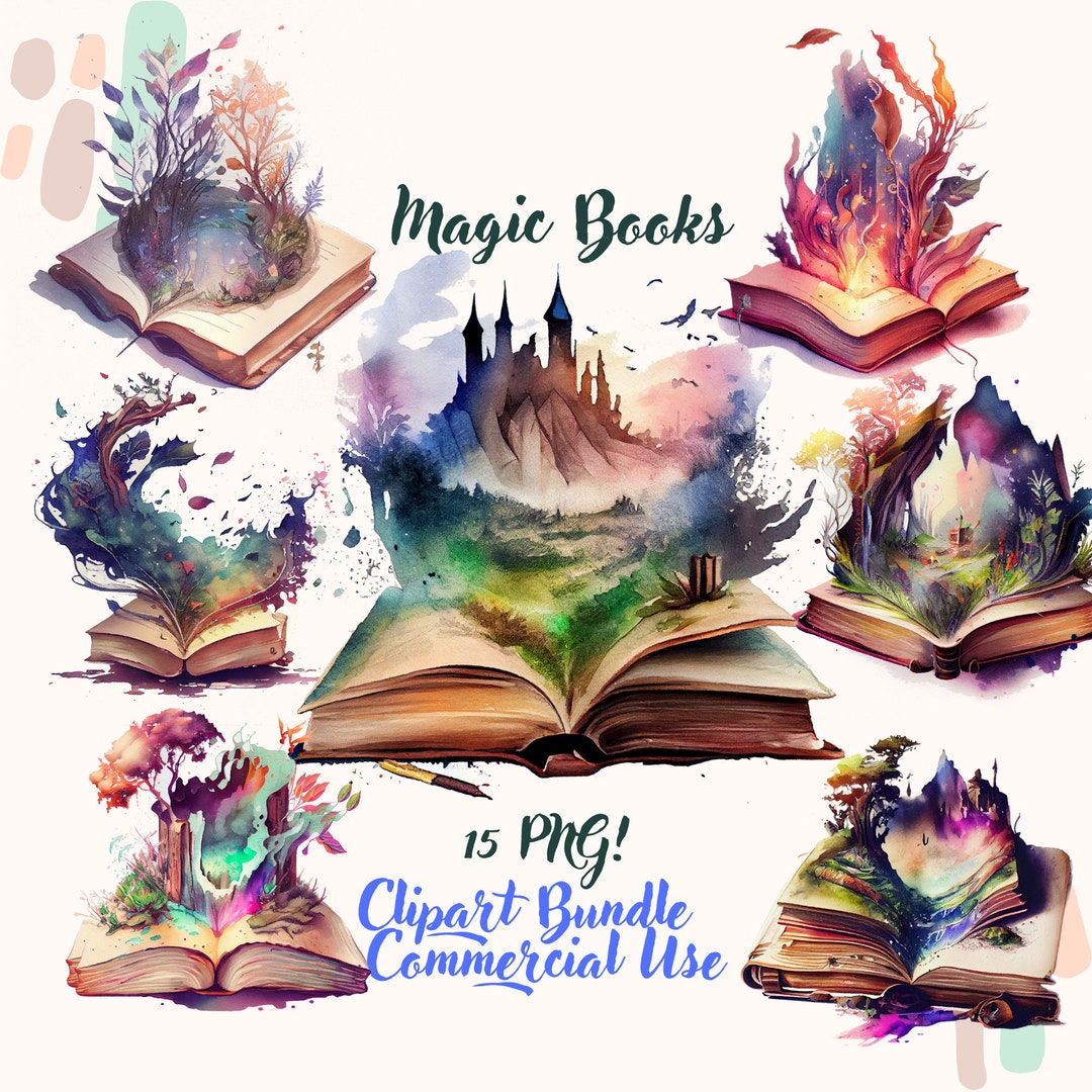 Whimsical Journey Through an Opened Book Watercolor Art With Fantasy ...