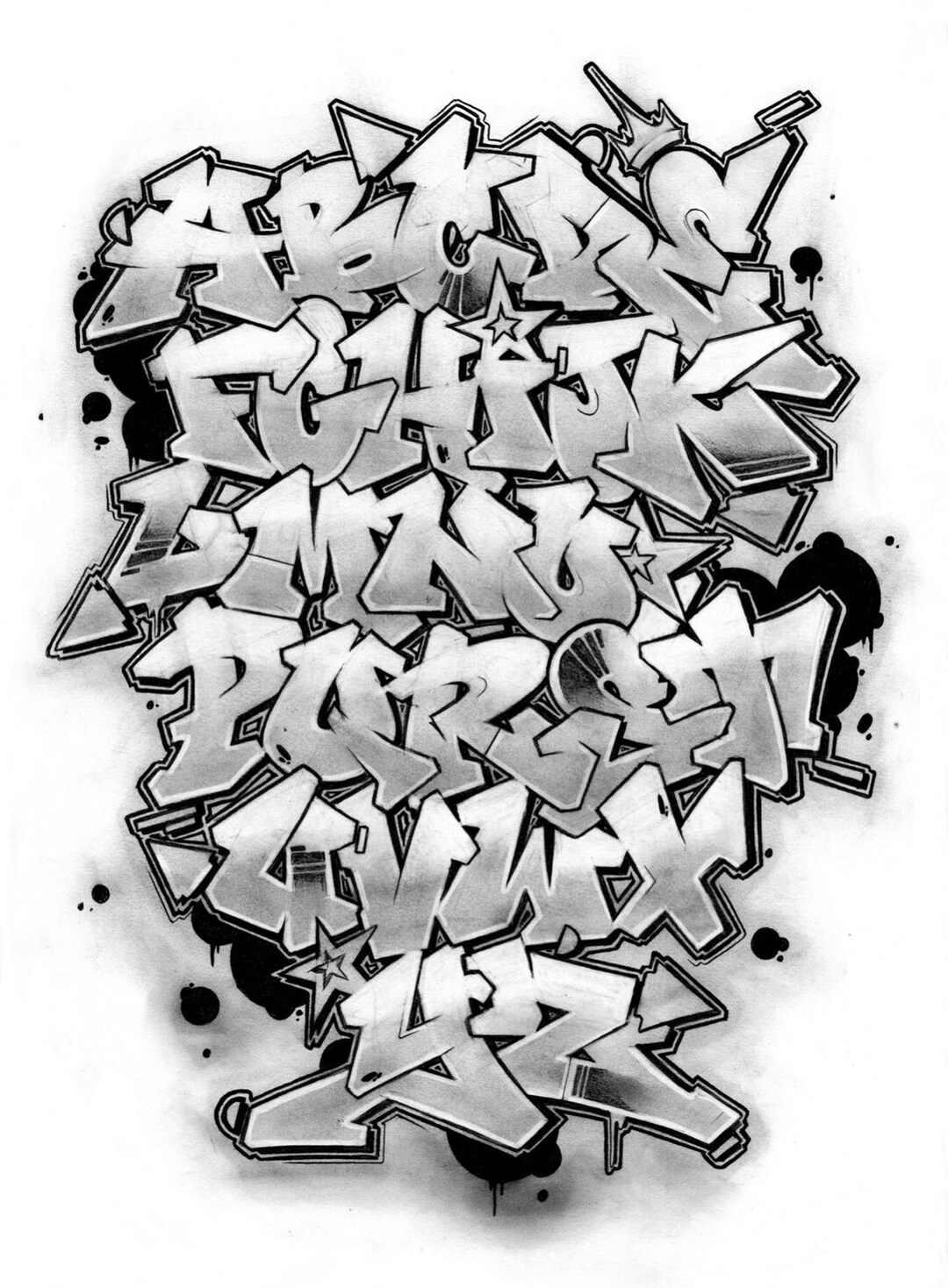 Limited PRINT old School Abc by THERON - Etsy