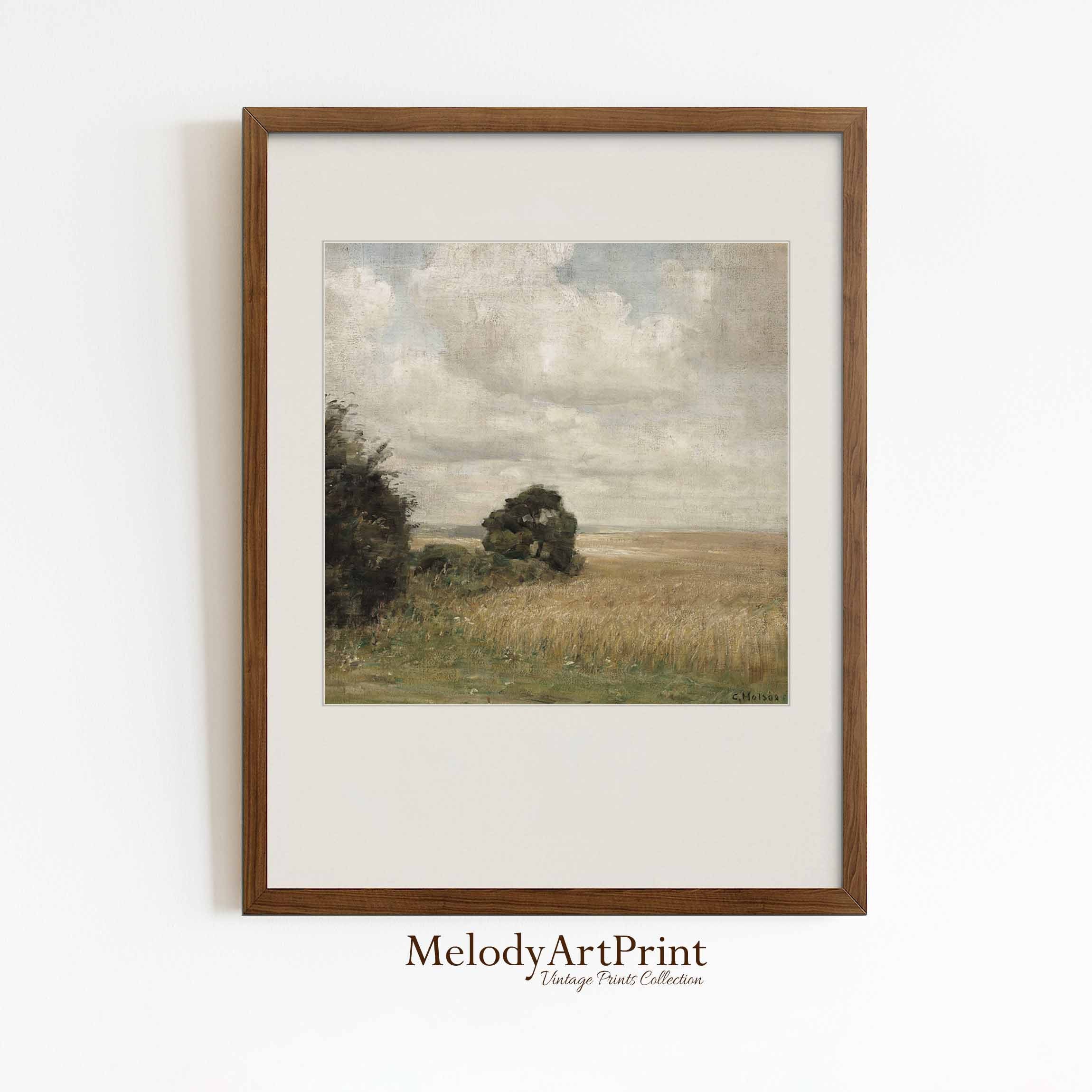 Square Printable Country Landscape Wall Art, Summer Square Wall Art ...