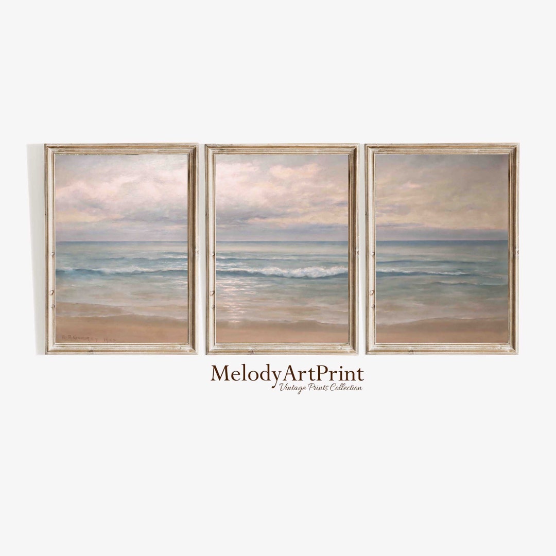 Coastal Beach Prints Set: Vintage Ocean Landscape Art (digital Download ...