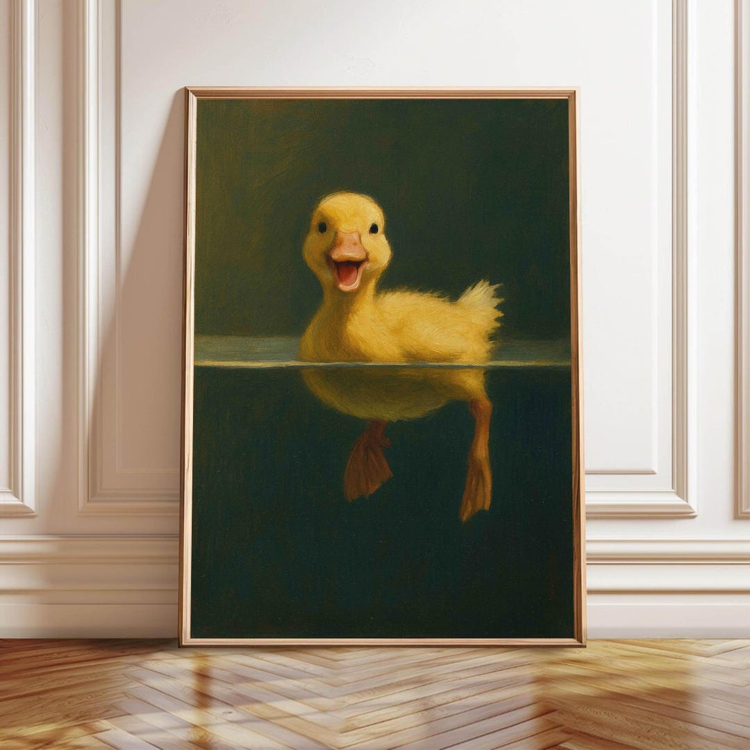 Whimsical Yellow Duck Art Print: Funny Animal Poster (digital Download ...