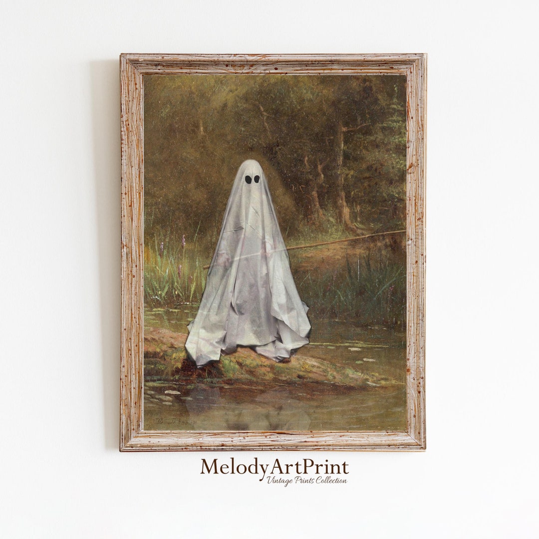 Ghost Painting, Halloween Art Print, Halloween Vintage Decor, Halloween ...