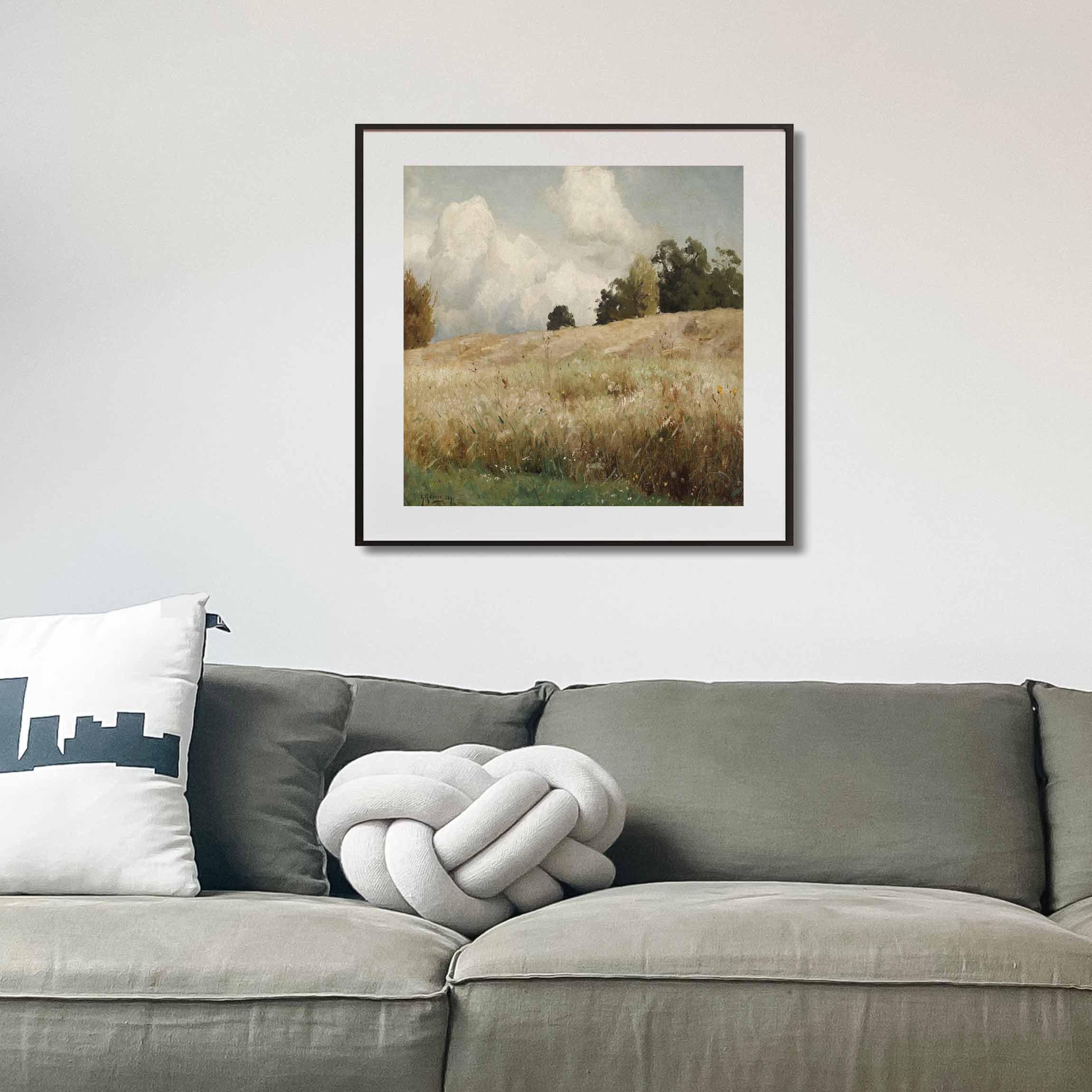 Square Printable Cornfield Painting, Vintage Landscape Square Print, Country Meadow Wall Print ...