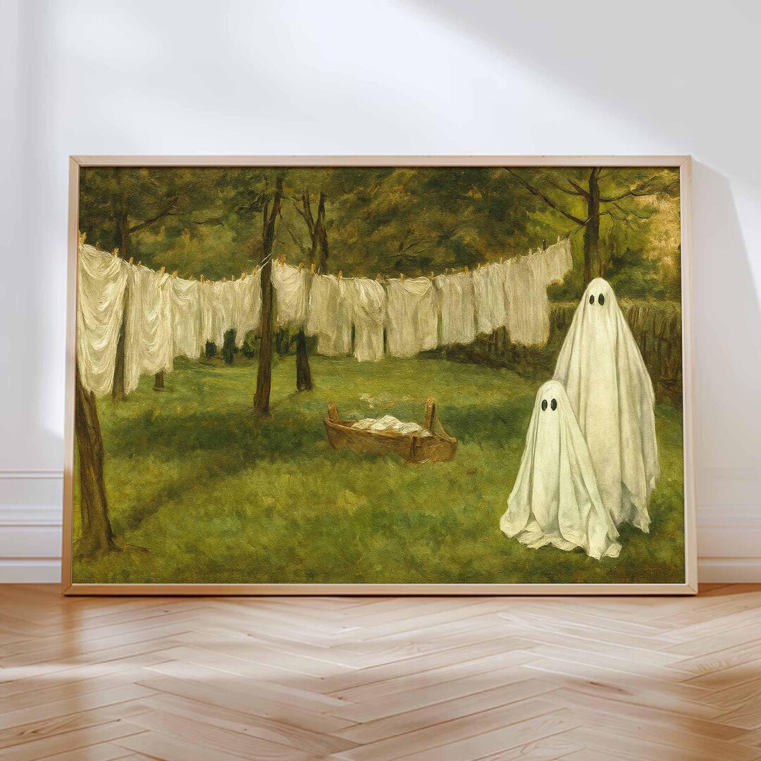 Ghost Laundry Vintage Painting, Halloween Wall Art (printable) - Etsy