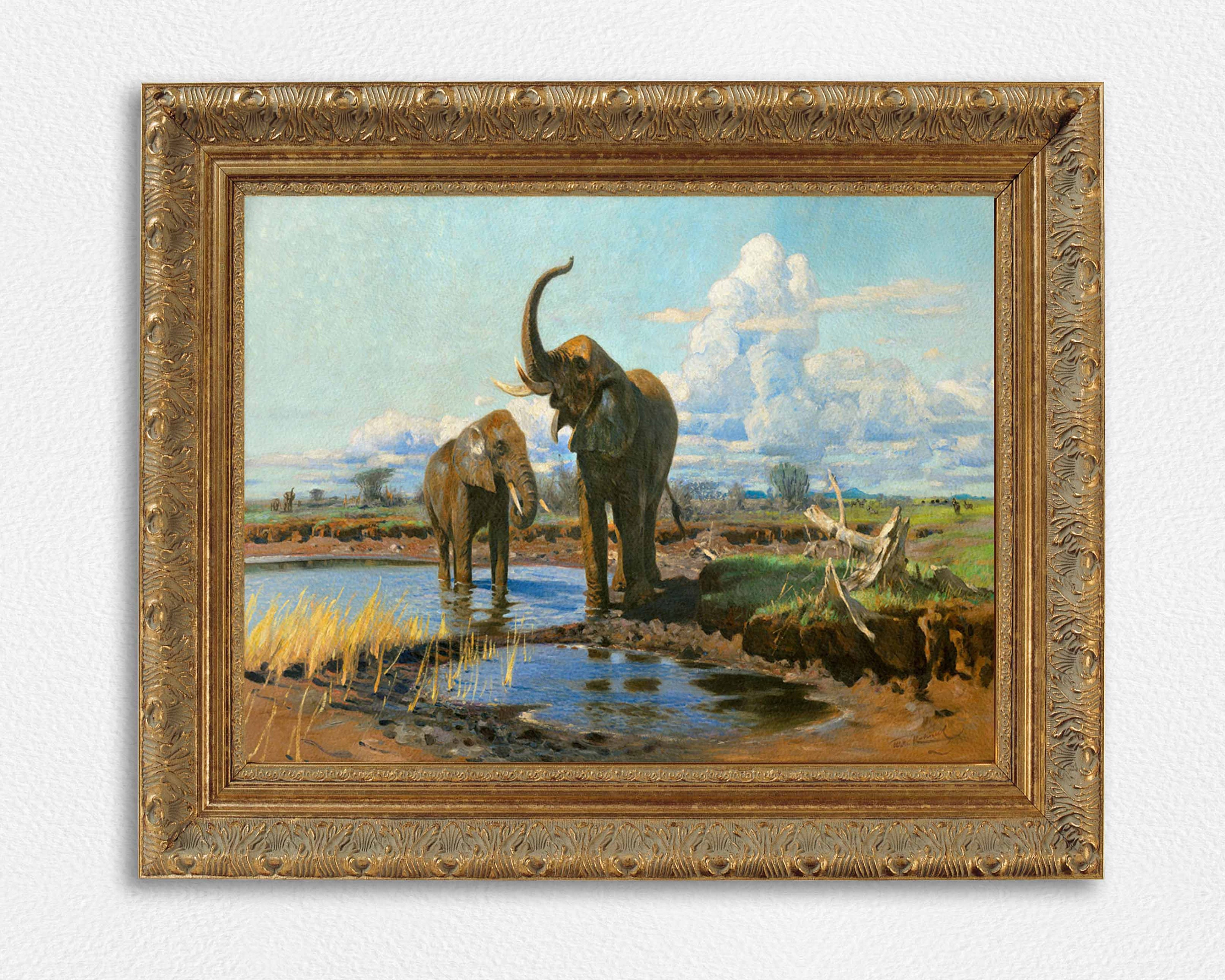 Elephant Printable Vintage Wall Art Elephant Print Elephant Art Antique ...