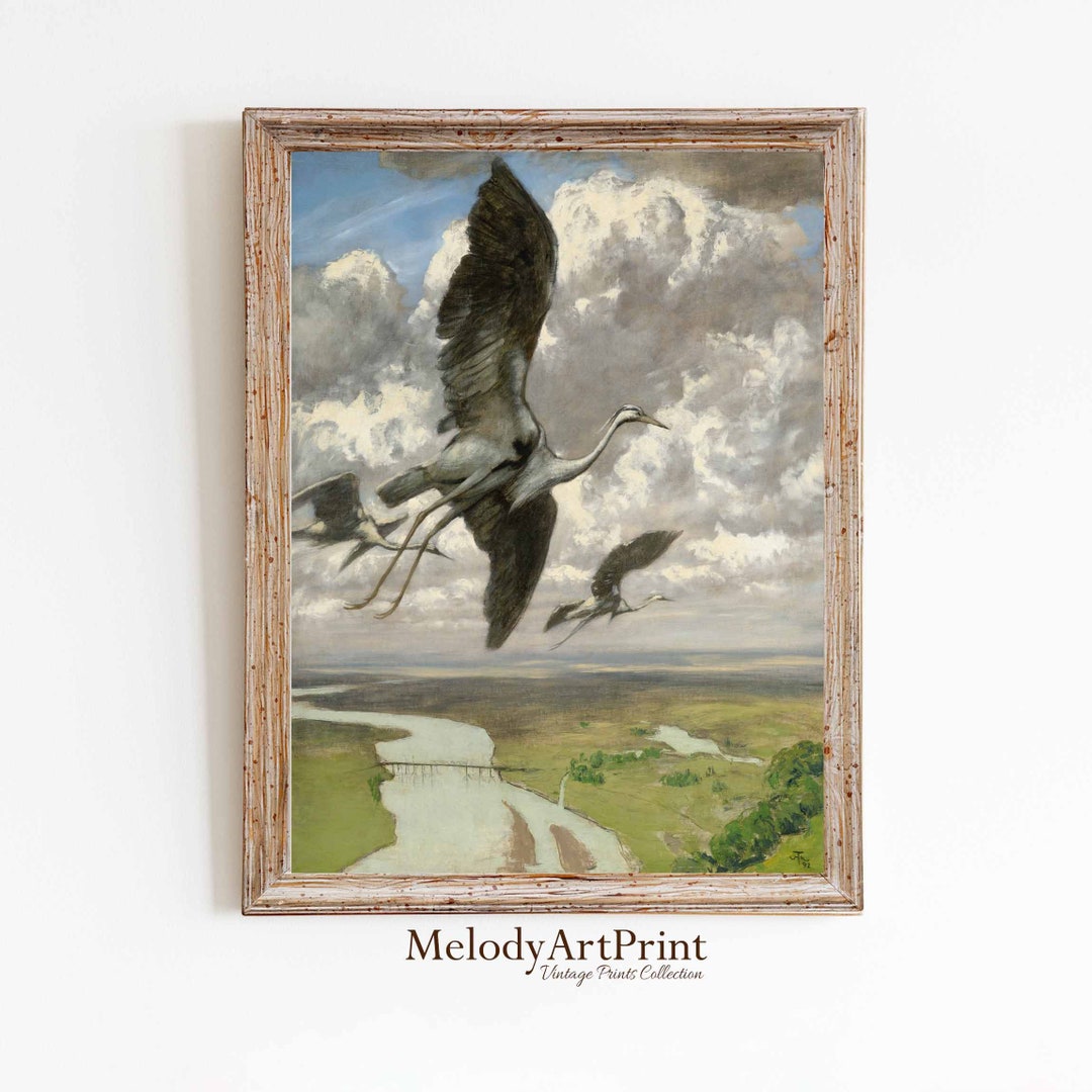 Flying Birds Print, Blue Sky Art Print, Boho Birds Poster, Living Room ...