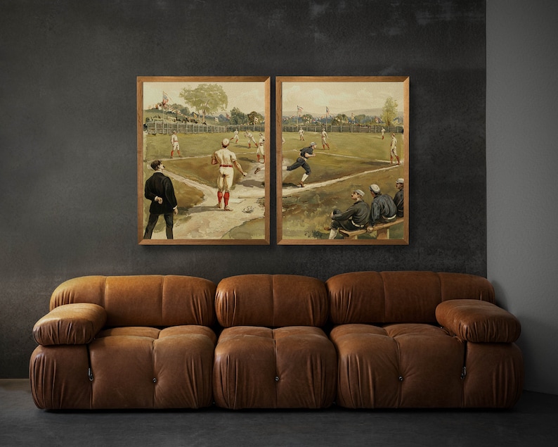 Vintage Baseball Art Prints Set: Antique Sports Posters (digital ...
