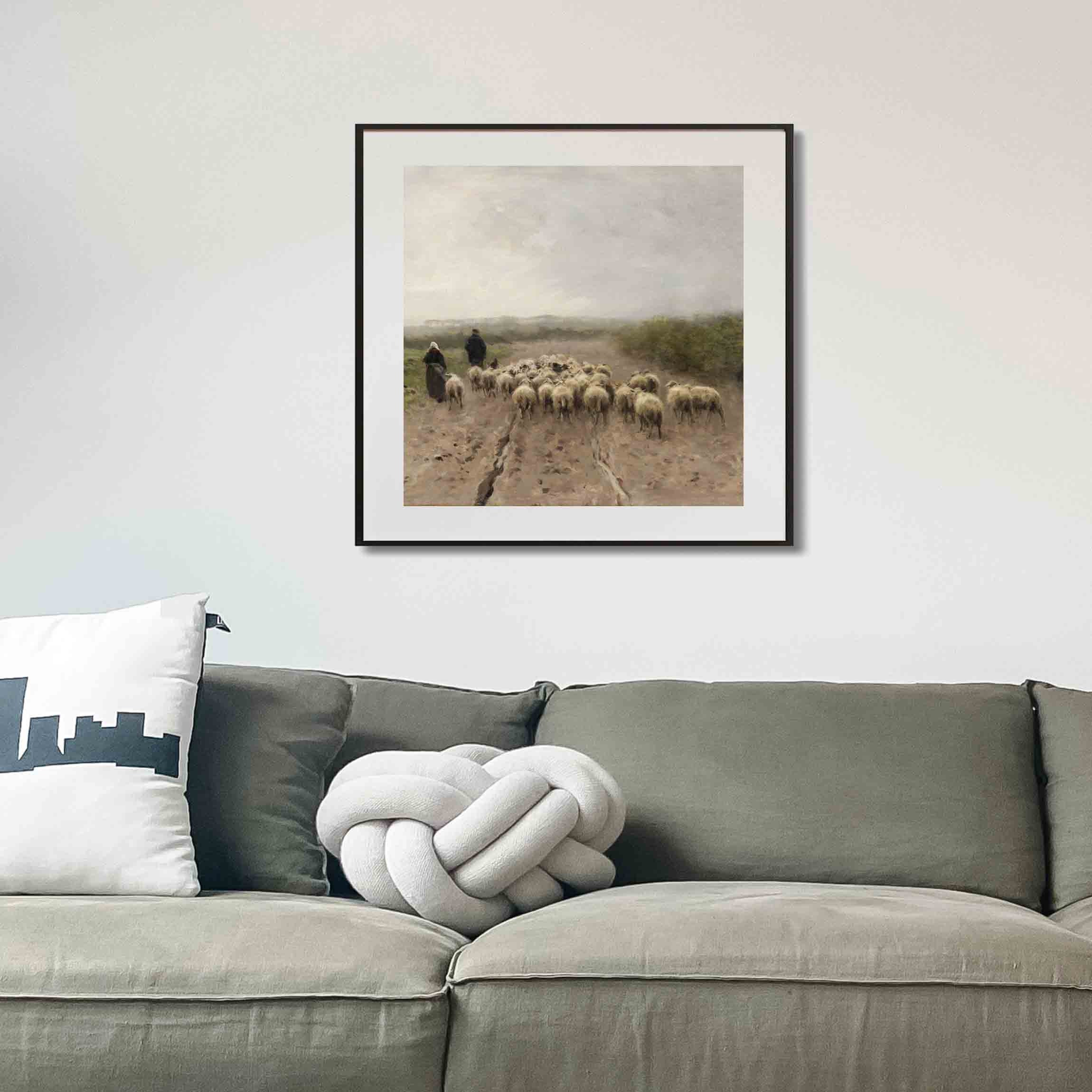 Square Printable Sheep Painting Print, Farm Animal Square Print ...