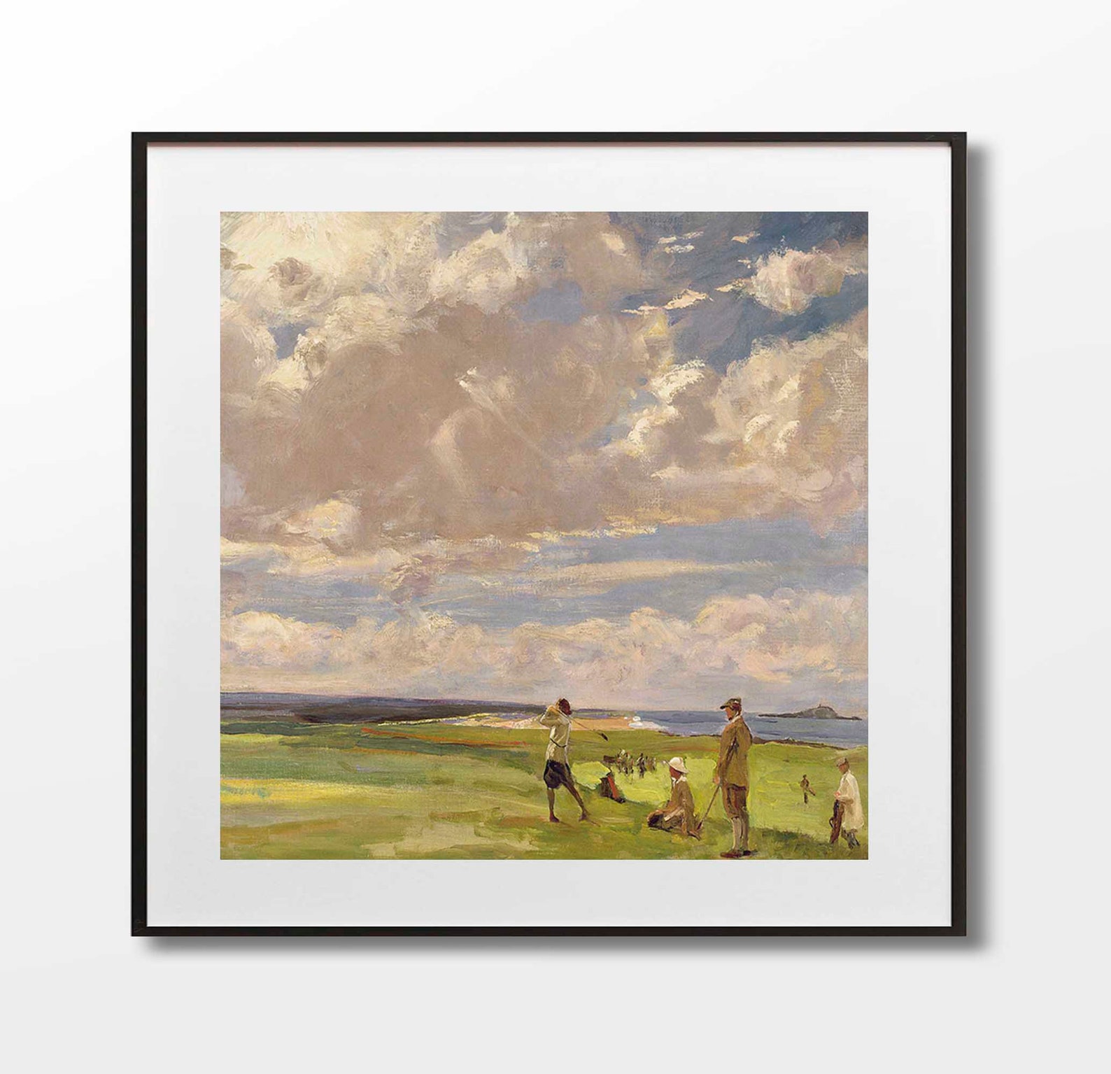 Golf Vintage Oil Painting, Square Print, Landscape Art, Vintage Golf ...