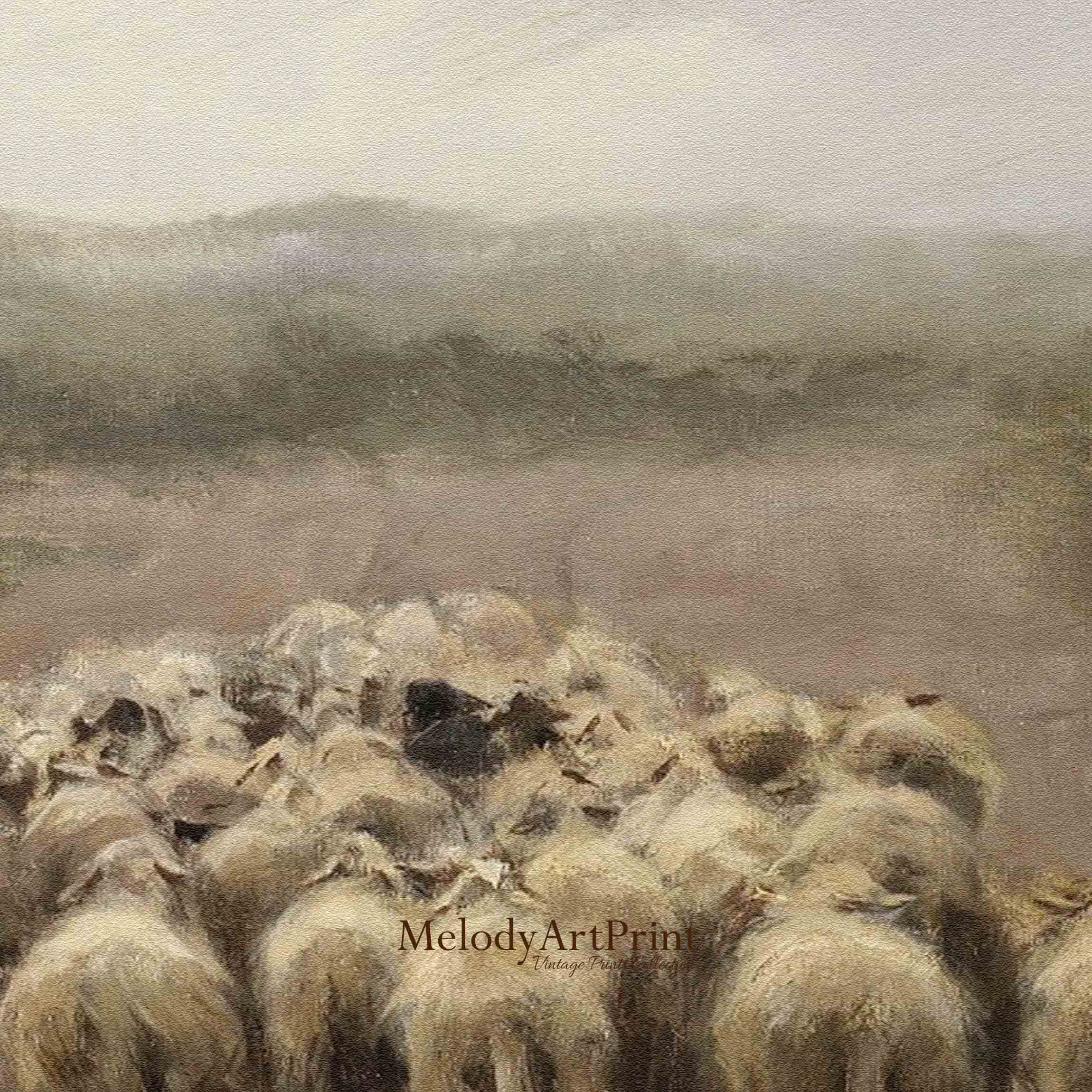 Square Printable Sheep Painting Print, Farm Animal Square Print ...