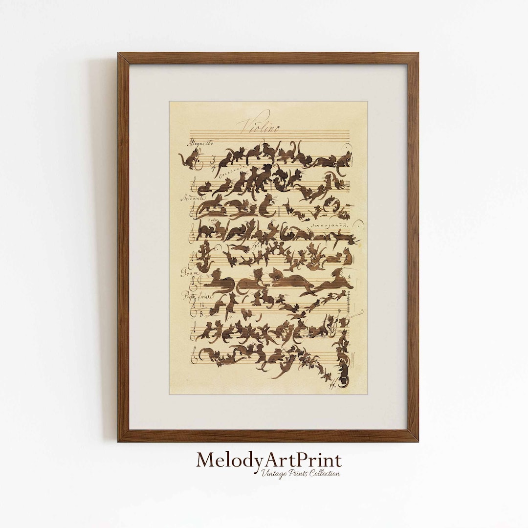 Music Sheet Printable Art, Cat Symphony Print, Music Wall Art ...