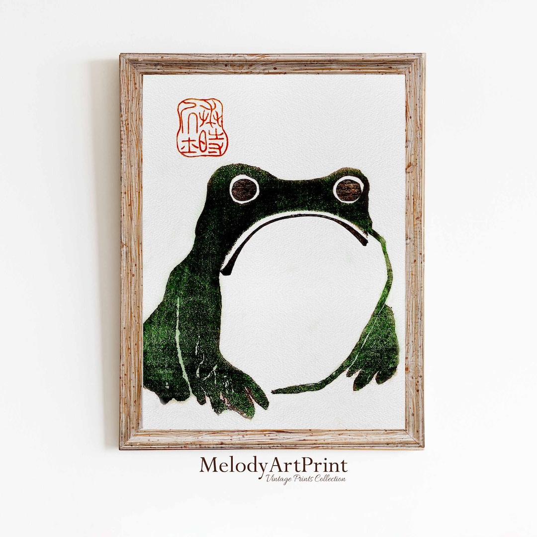 Frog Printable Art Work, Vintage Frog Print, Vintage Wall Art, Japanese Frog Art Print, Asian ...