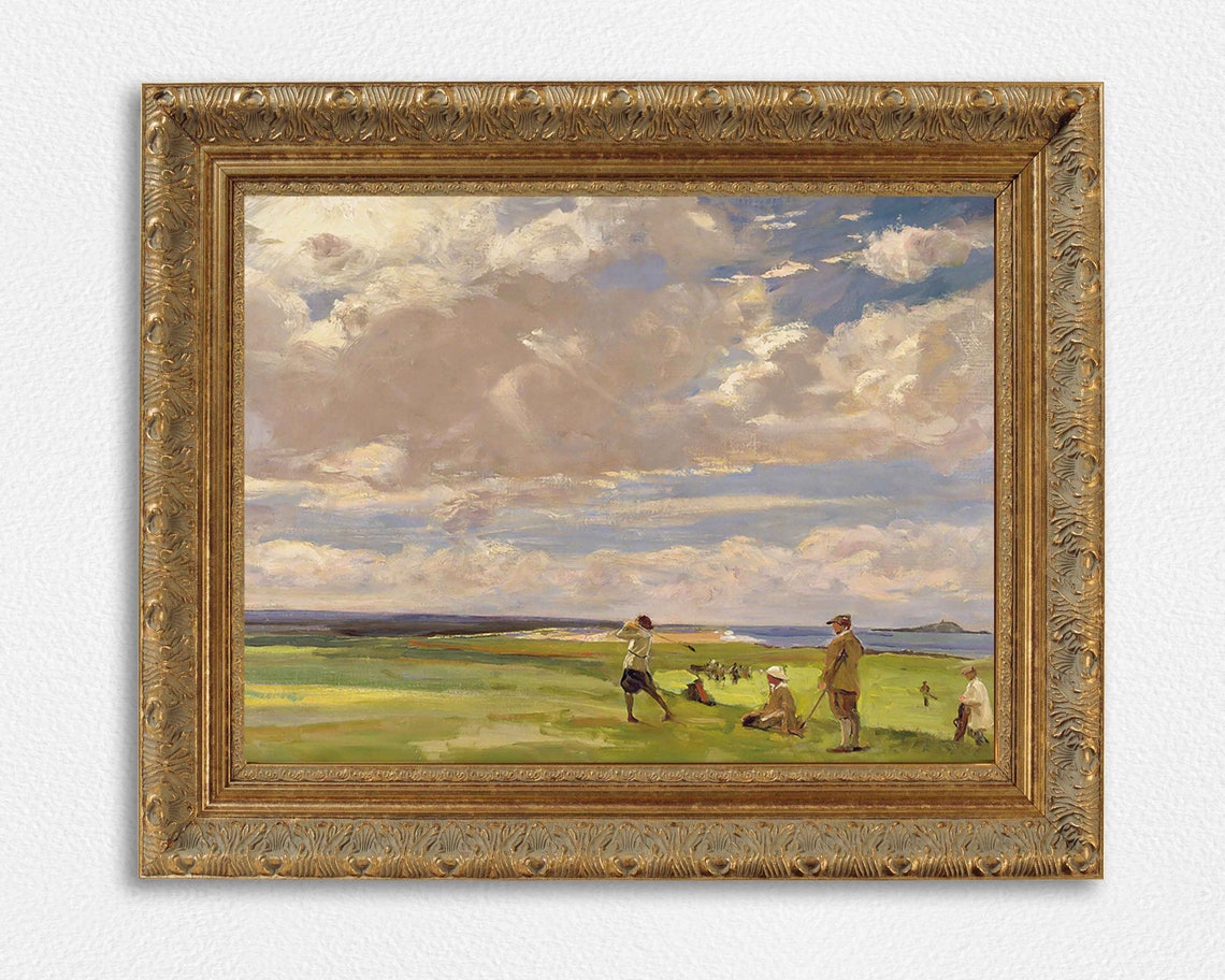 Golf Print Vintage Golf Painting Landscape Art Print Vintage - Etsy