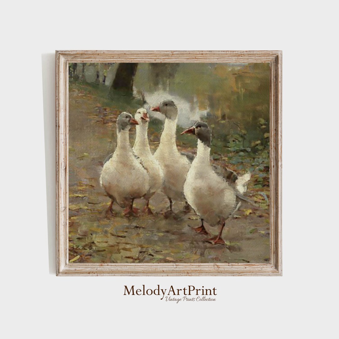 4 Geese Art Print | Vintage PRINTABLE Wall Art | Farmhouse Nursery ...
