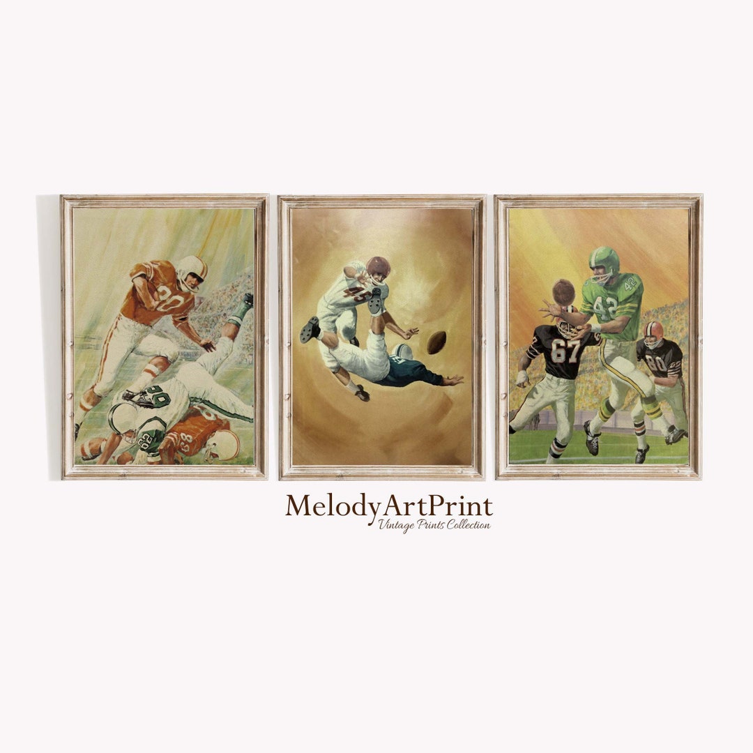 Football Art Prints Set of 3, Football Wall Art, Football Set, Football ...