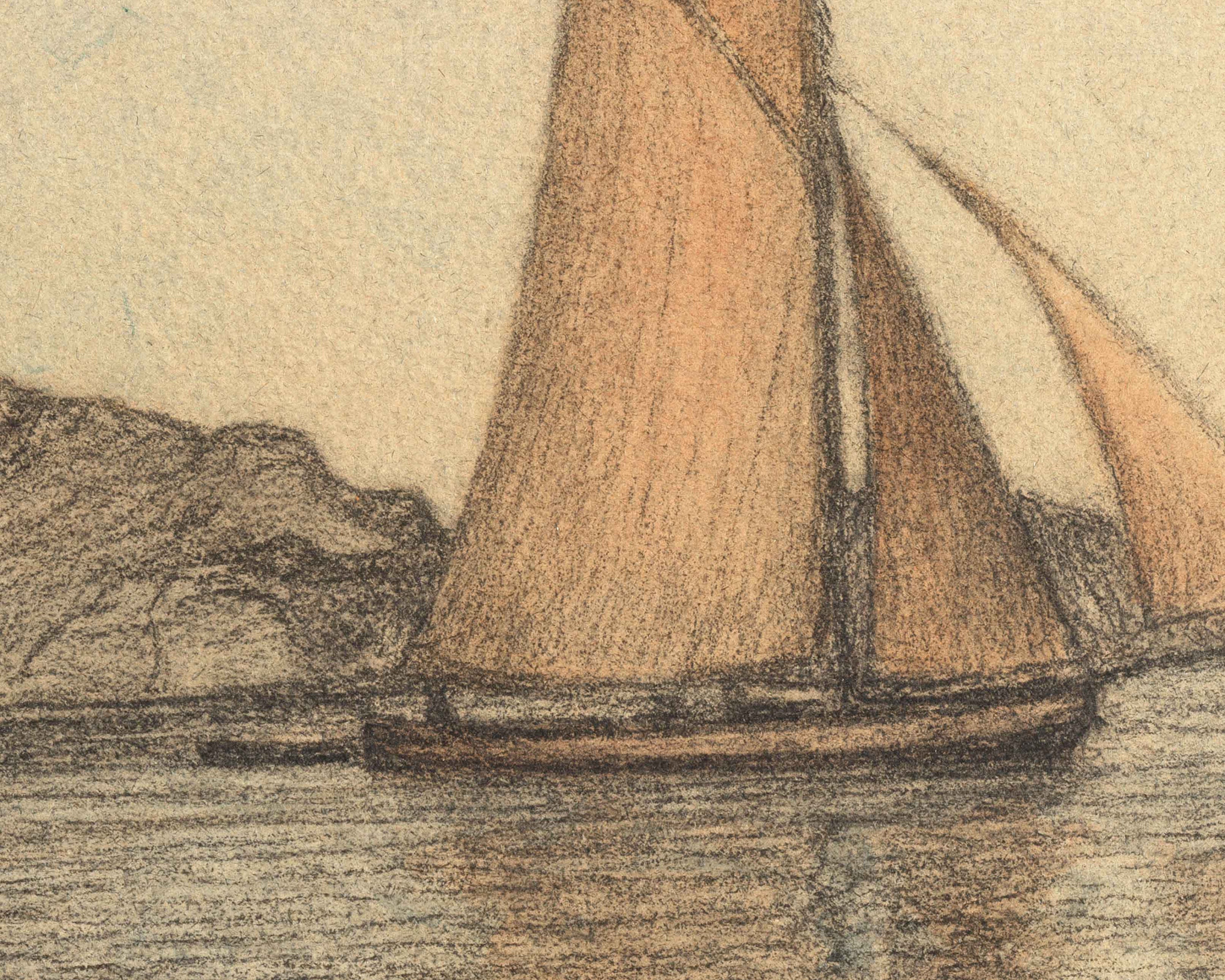 Boat Seascape Drawing Vintage Digital Download Ocean Artwork - Etsy