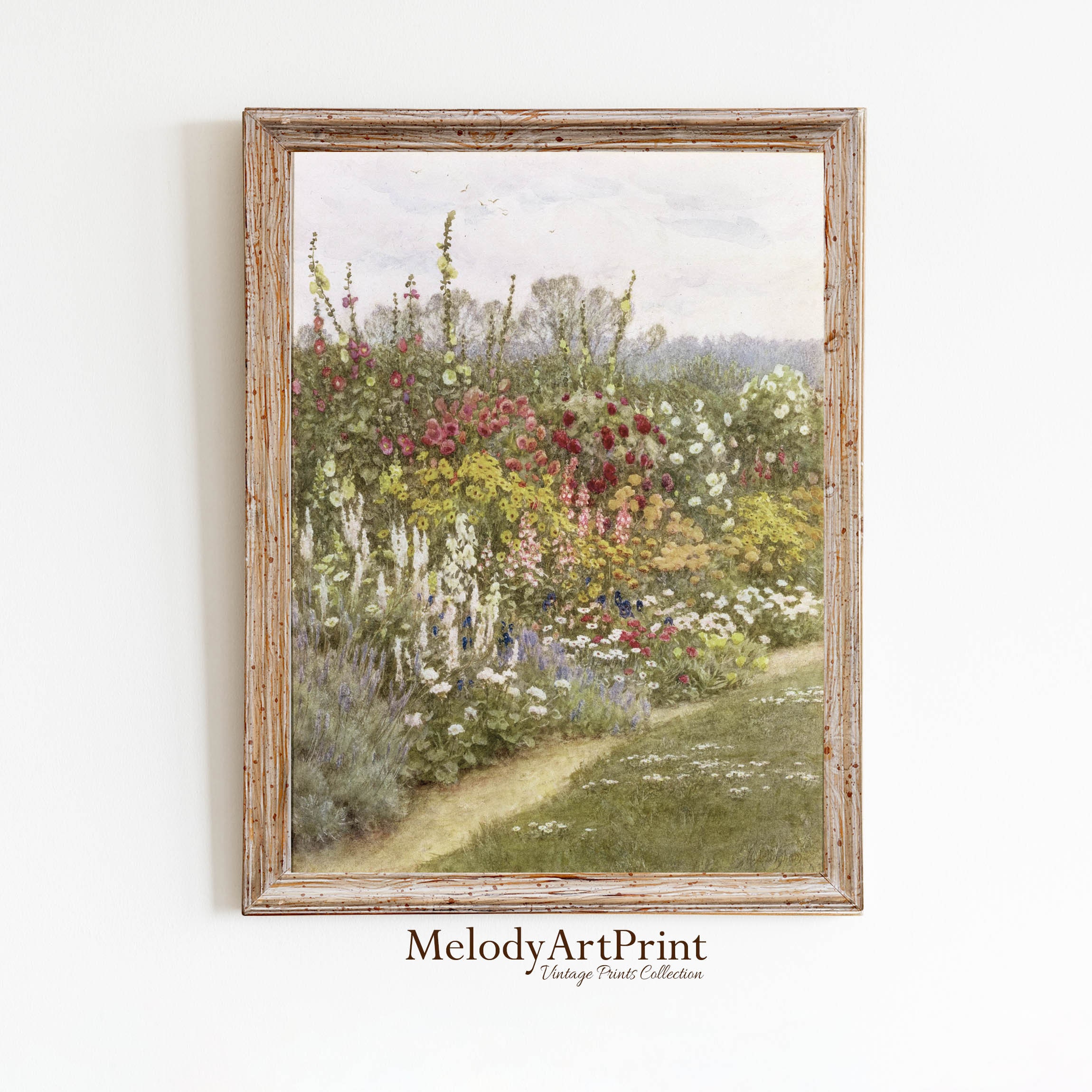 Flower Field Landscape Printable Art Spring Flower Meadow Oil - Etsy