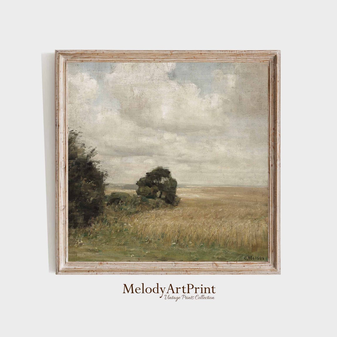 Square Printable Country Landscape Wall Art, Summer Square Wall Art ...