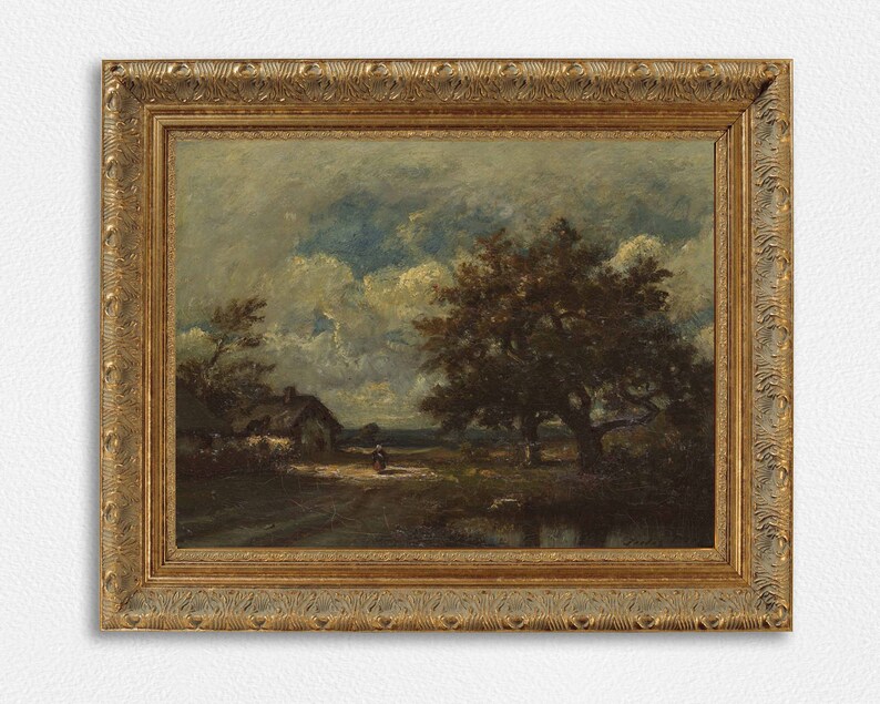 Printable Moody Country Landscape Painting, Vintage Wall Art, Art ...