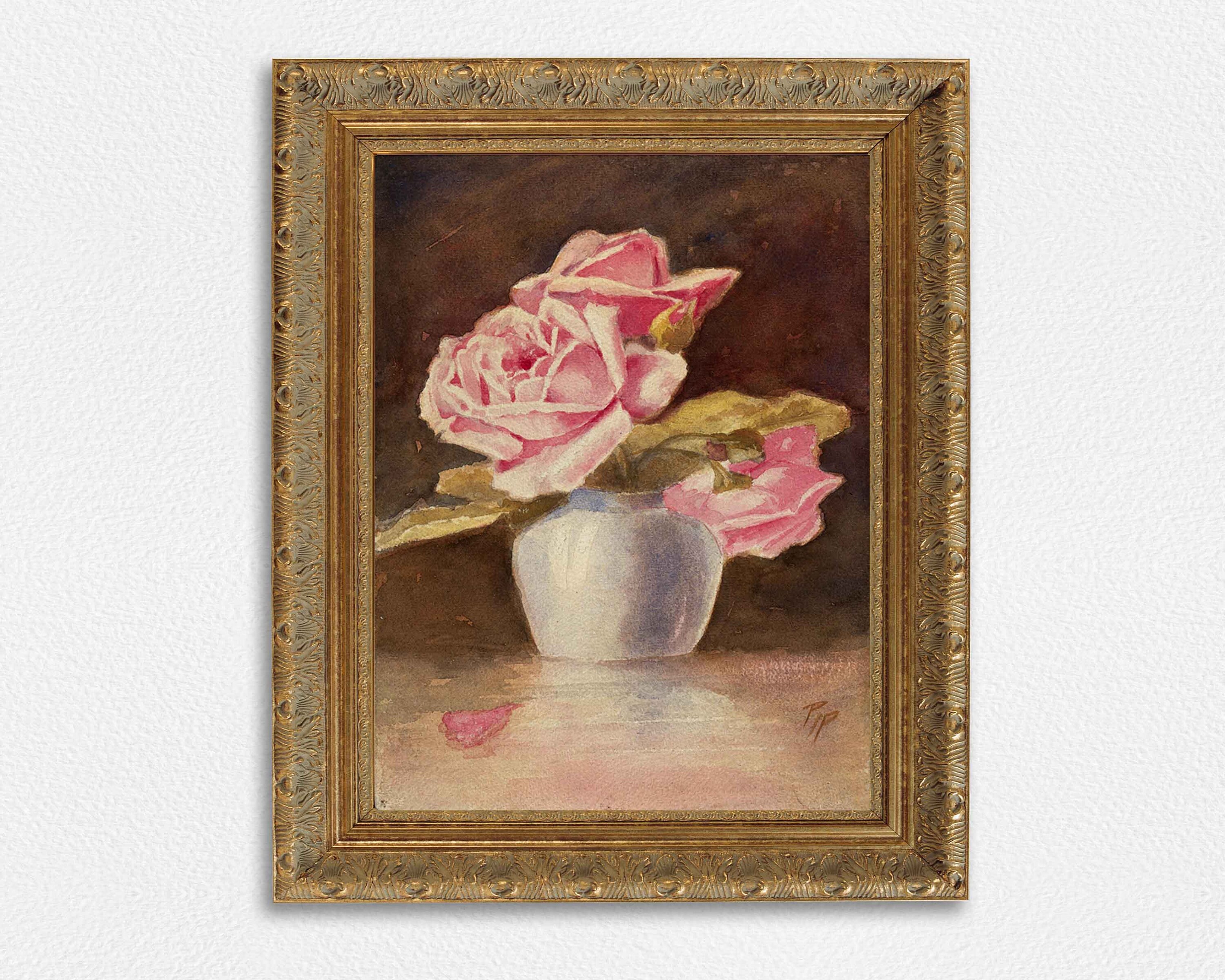 Roses Painting Print, Vintage Still Life, Flowers Still Life, Roses ...