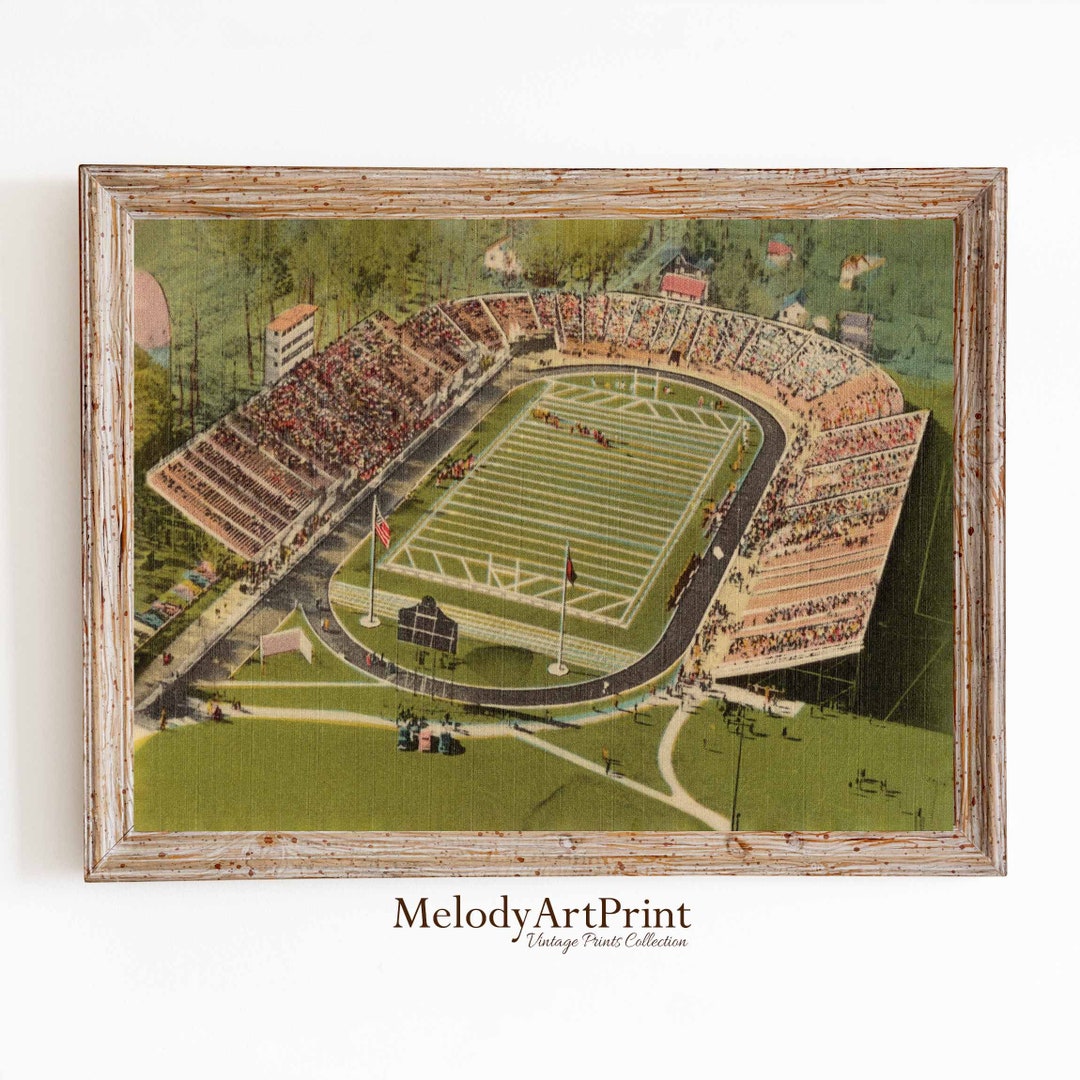 Vintage Football Stadium Art Print Sports Poster downloadable Etsy