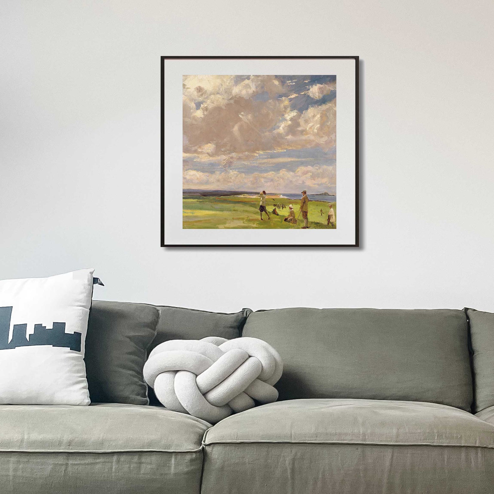 Golf Vintage Oil Painting, Square Print, Landscape Art, Vintage Golf ...