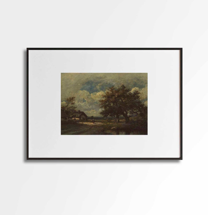 Printable Moody Country Landscape Painting, Vintage Wall Art, Art ...