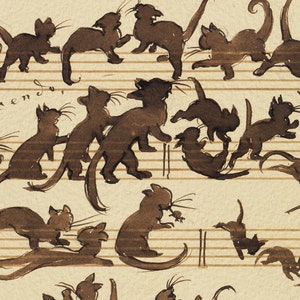 Music Sheet Printable Art, Cat Symphony Print, Music Wall Art ...