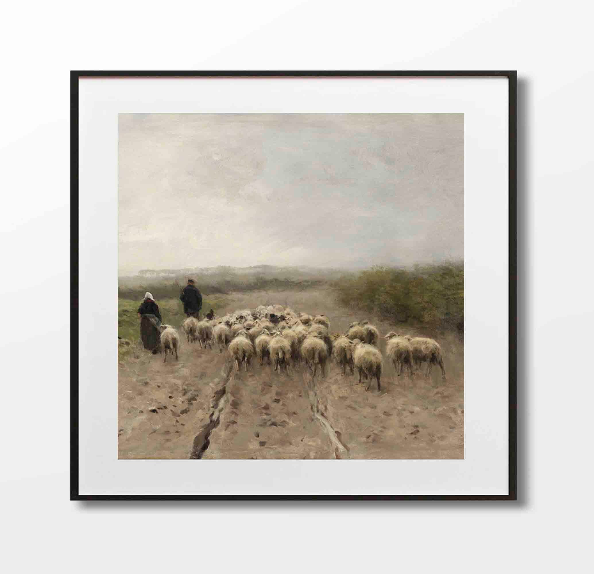 Square Printable Sheep Painting Print, Farm Animal Square Print ...