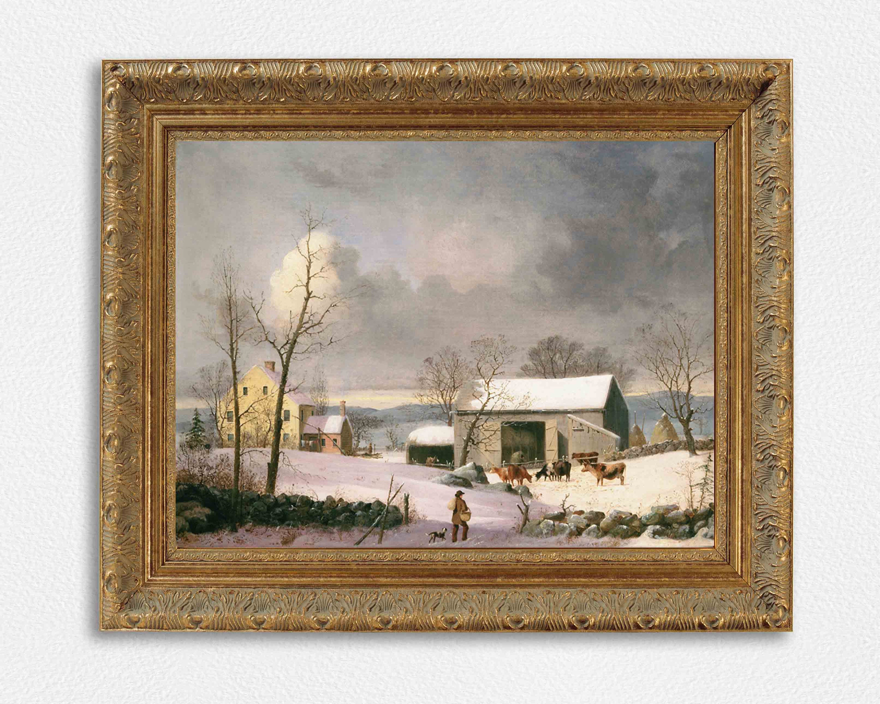 Country Snow Wall Art, Winter Art Print Vintage Aesthetic, Neutral ...