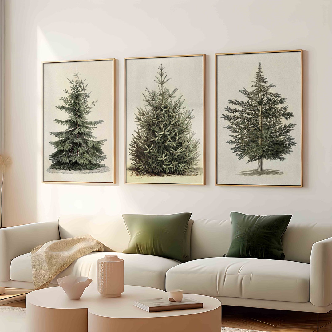 Set of 3 Christmas Tree Wall Art, Christmas Tree Posters, 3 Piece ...