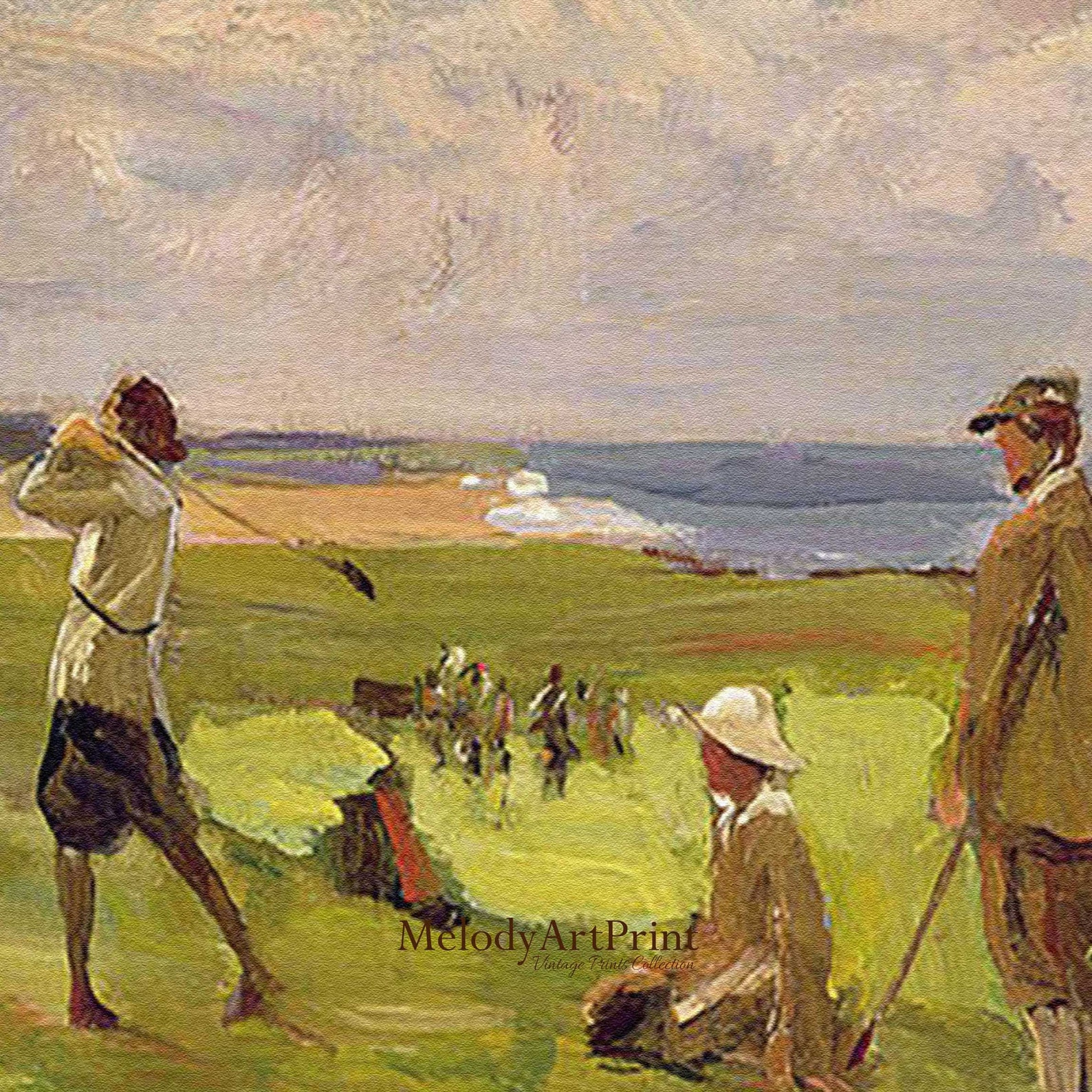 Golf Vintage Oil Painting, Square Print, Landscape Art, Vintage Golf ...