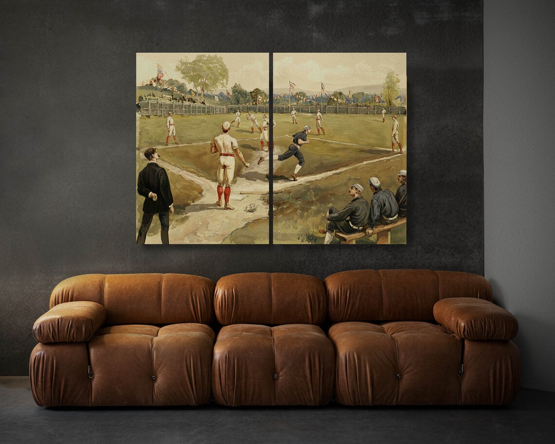 Vintage Baseball Art Prints Set: Antique Sports Posters (digital ...