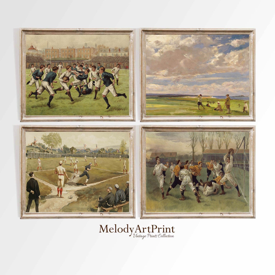Set of 4 Sports Posters Prints Football Baseball Soccer Golf Sports Fan ...