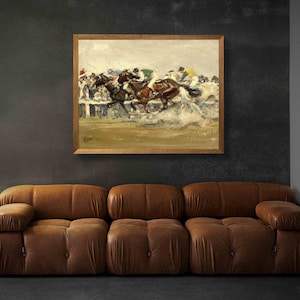 Horse Racing Painting Wall Art Print, Jockey Home Decor, Vintage Sports ...
