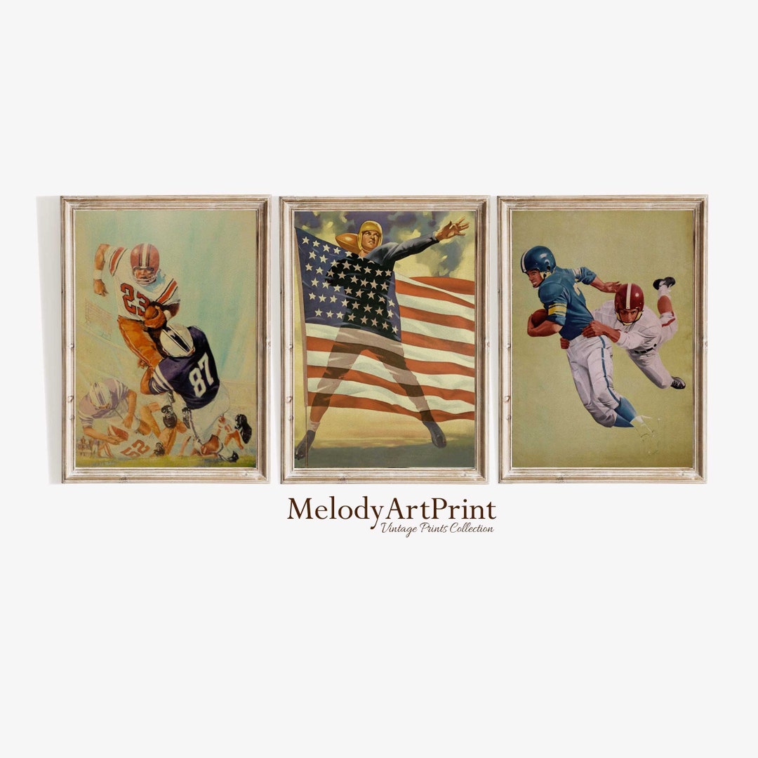 Football Painting Prints, Set of 3, Football Art, Football Wall Art ...
