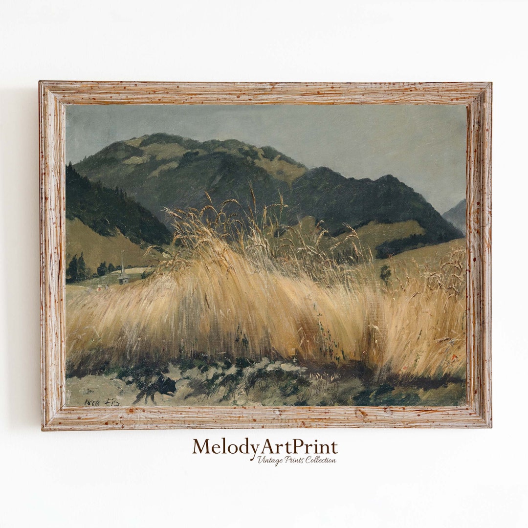 Wheat Fields Printable, Landscape Wall Art Oil Painting, Vintage ...