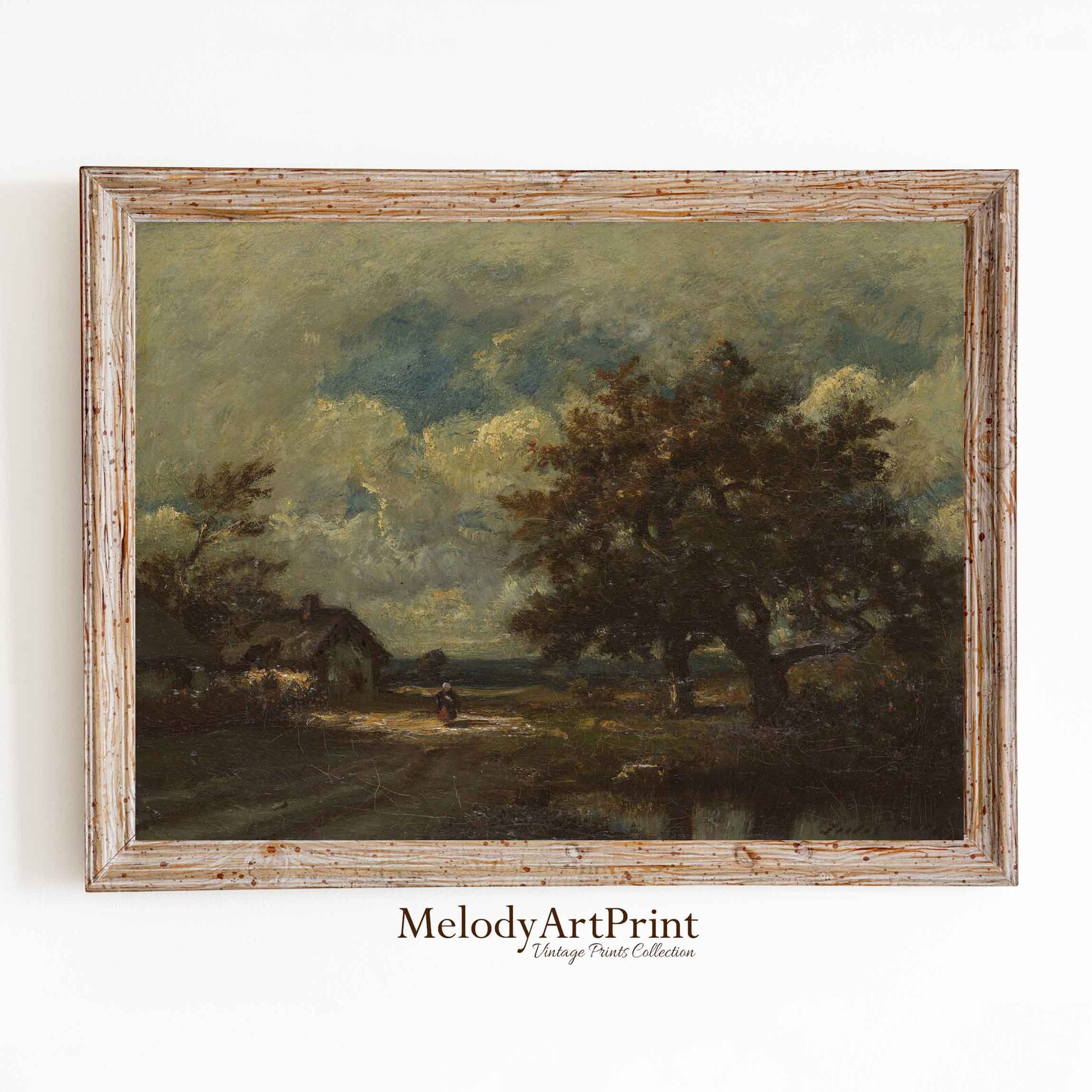 Printable Moody Country Landscape Painting, Vintage Wall Art, Art ...