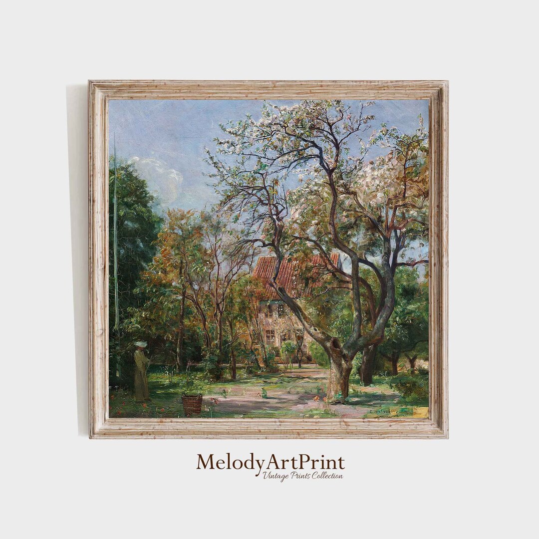 Square PRINTABLE Summer Garden | Vintage Square Painting | Antique ...