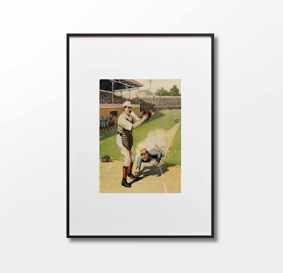 Vintage Baseball Art PRINTABLE Art Sports Painting Sports - Etsy