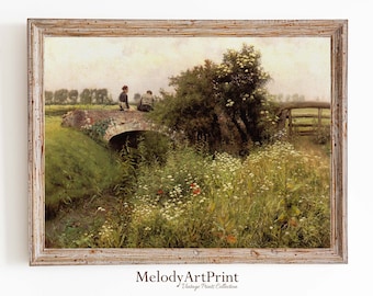 Country Bridge Printable Wall Art, Landscape Art Print Instant Download ...
