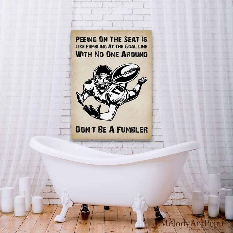 Funny Football Bathroom Art Print: Toilet Humor Sign (digital Download ...