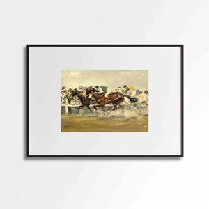 Horse Racing Painting Wall Art Print, Jockey Home Decor, Vintage Sports ...