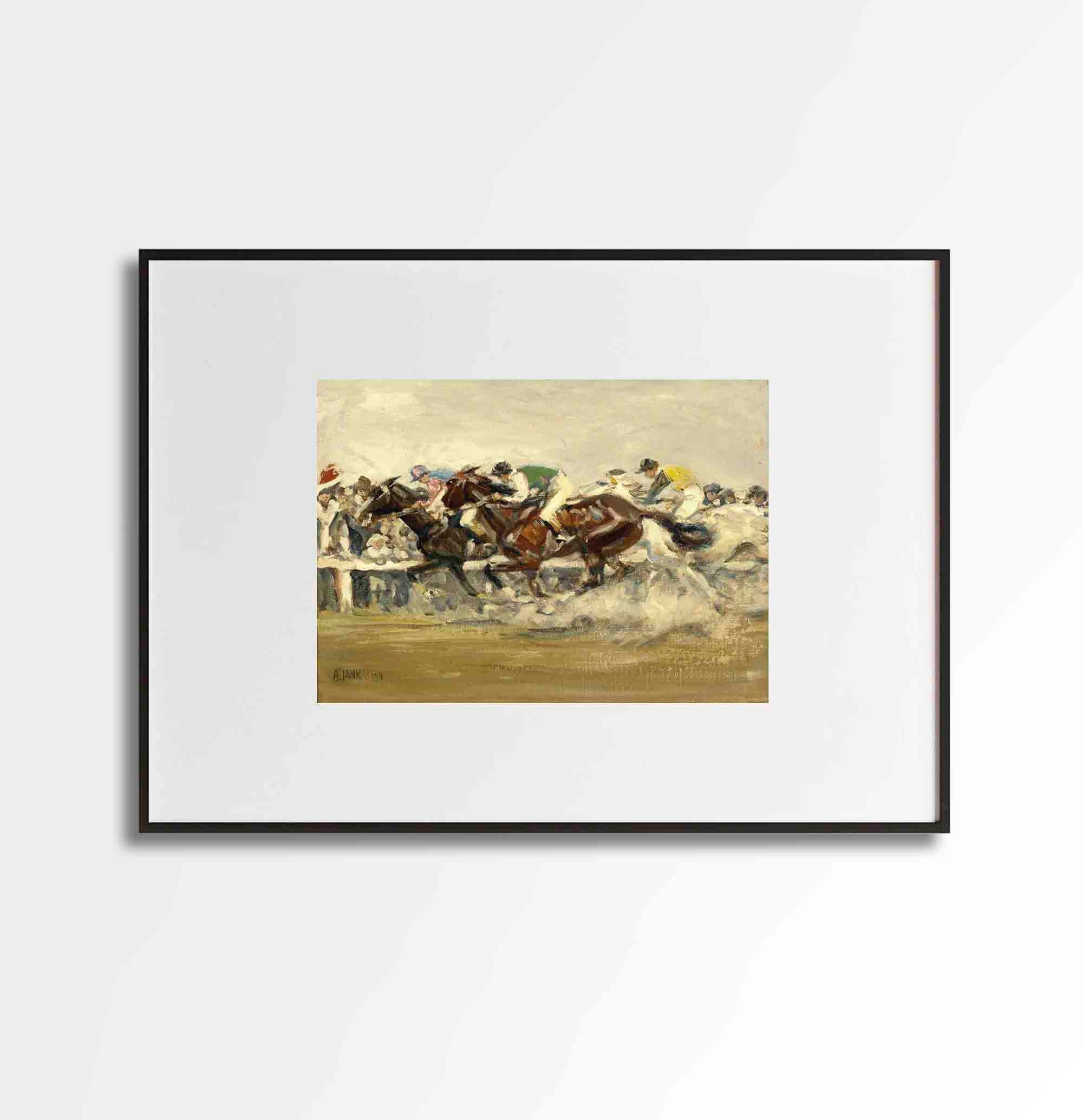 Horse Racing Painting Wall Art Print, Jockey Home Decor, Vintage Sports ...
