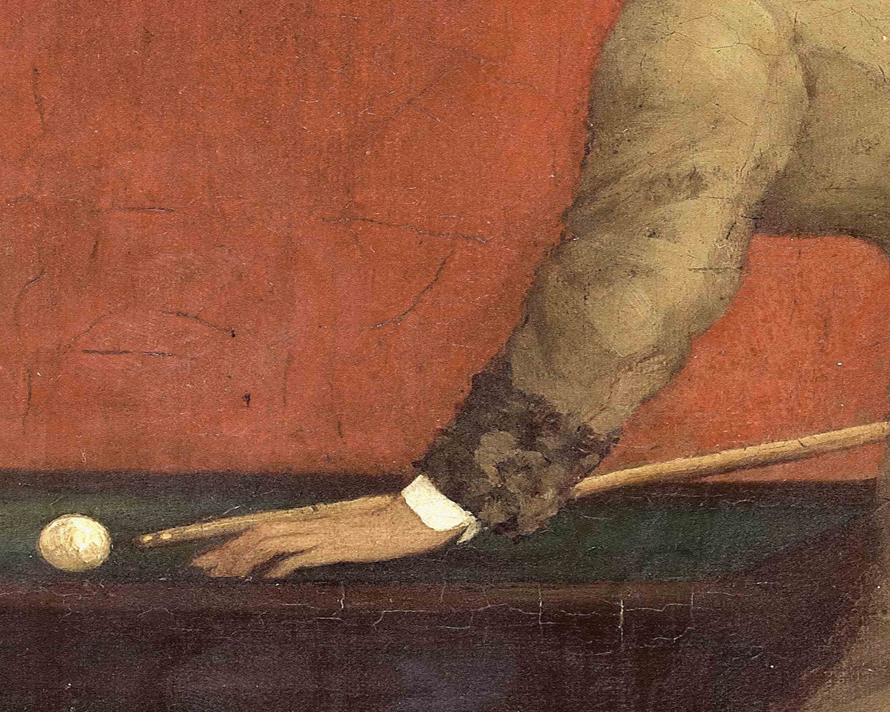 Woman Playing Billiards Vintage Painting, Vintage Print Game Room Wall ...