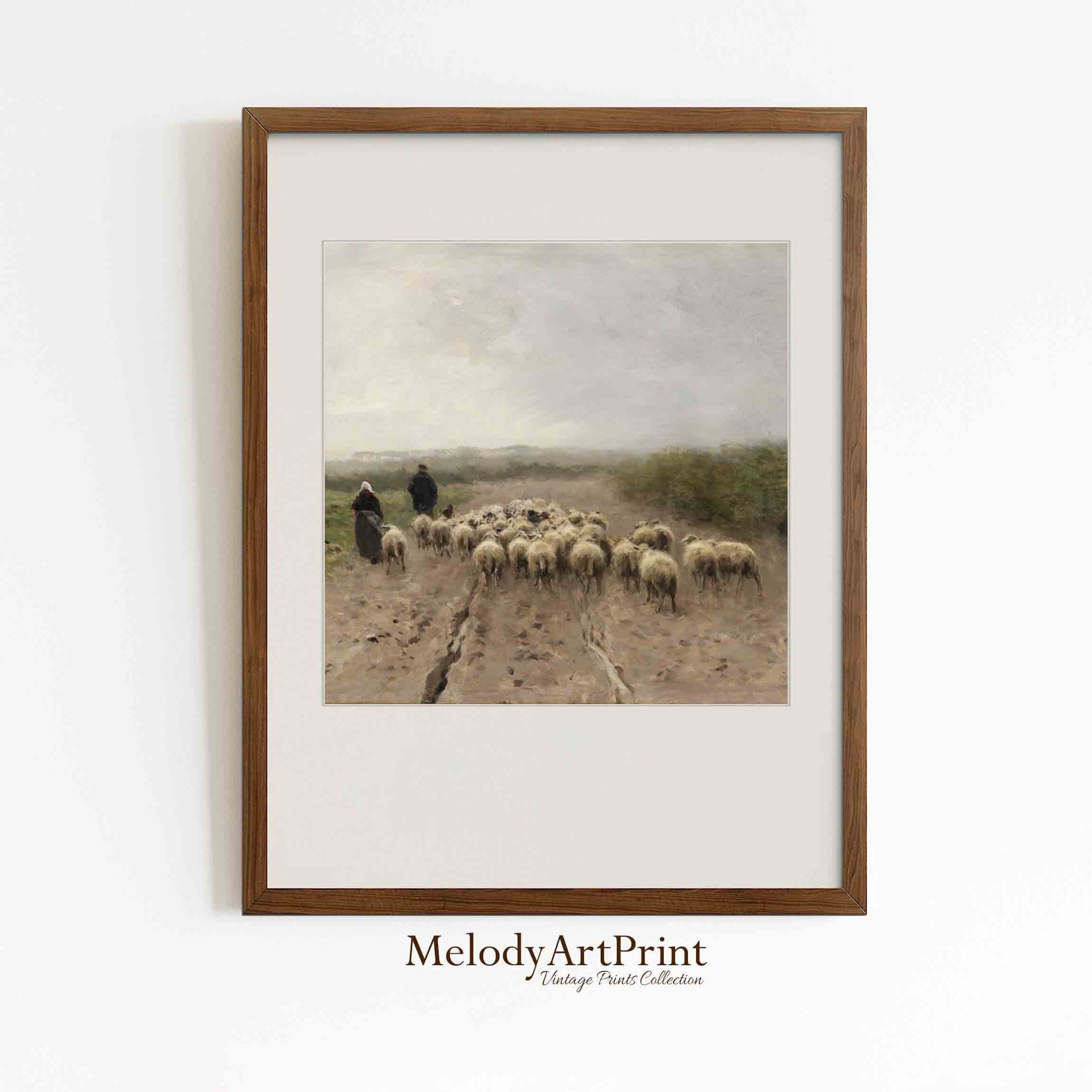 Square Printable Sheep Painting Print, Farm Animal Square Print ...