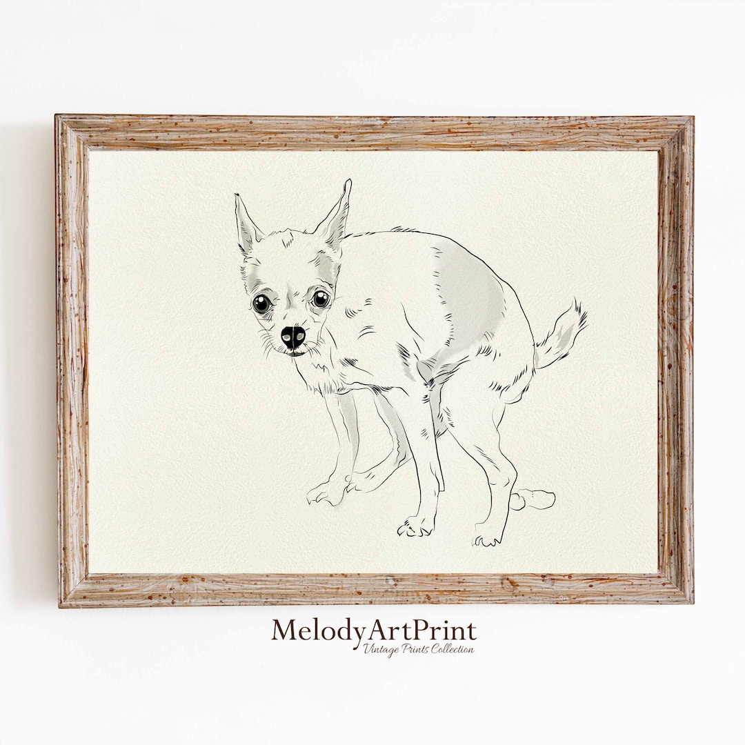 Printable Dog Wall Art, Dog Art Digital, Pooping Dog, Dog Bathroom ...